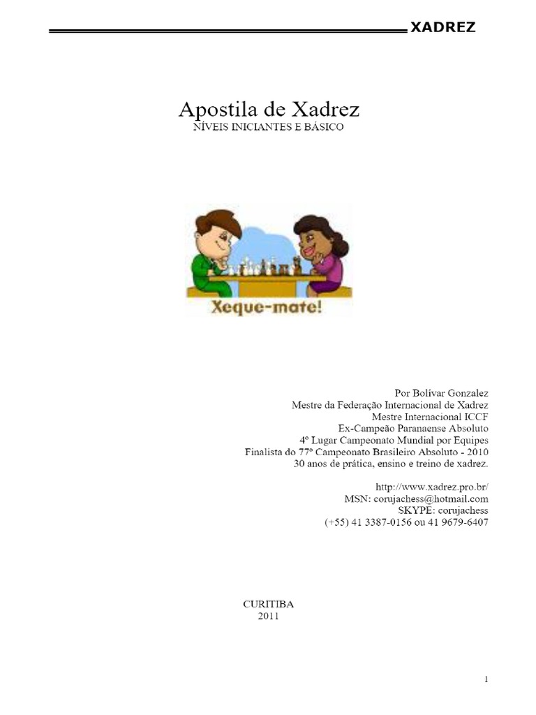Apostila Xadrez Iniciante Bolívar PDF | PDF