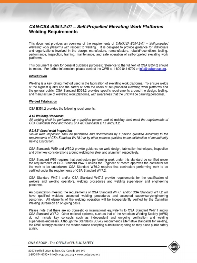 Welding Standards for Work Platforms | PDF
