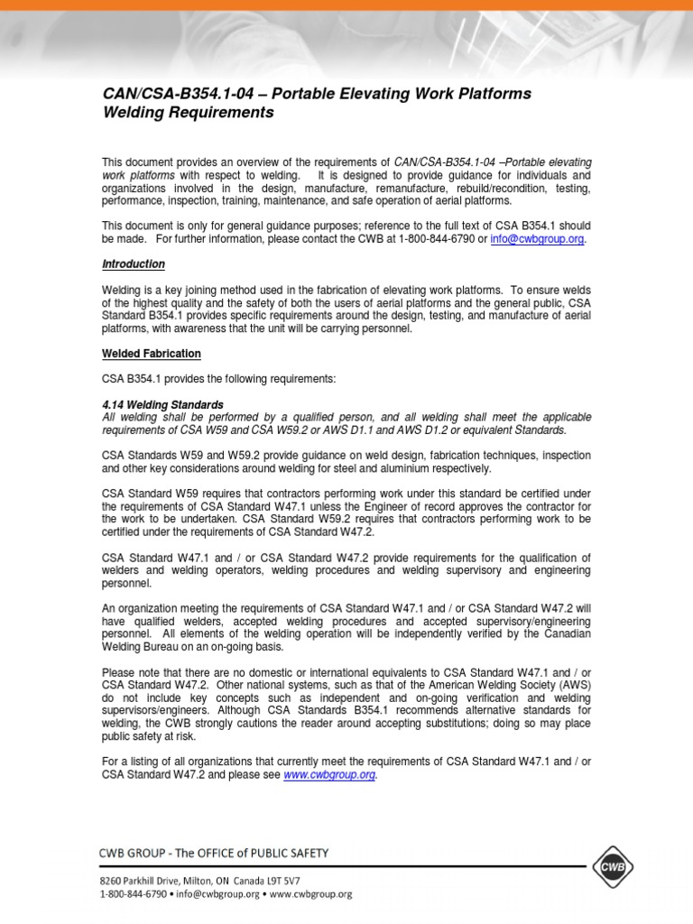 CSA B354.1 Welding Requirements Overview | PDF | Business | Computers