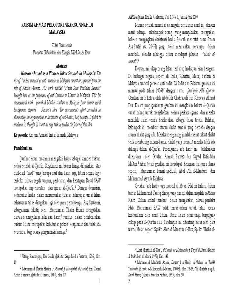 Kassim Ahmad Pelopor Inkar Sunnah Di Malaysia | PDF | Agama & Spiritualitas