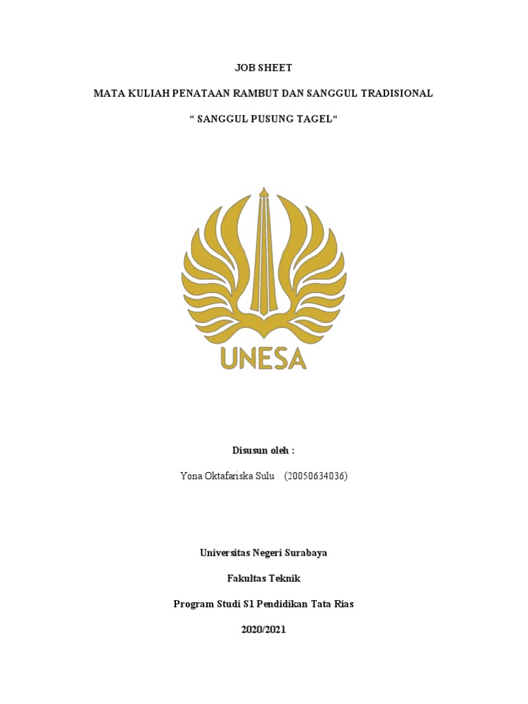 Job Sheet Sanggul Pusung Tagel | PDF | Griya & Taman