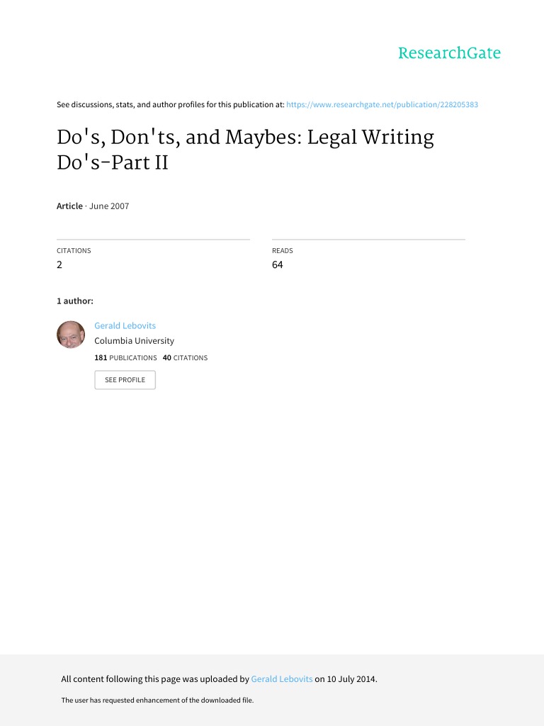 Legal Writing Do's by Gerald Lebovits | PDF | Ellipsis | Subject (Grammar)
