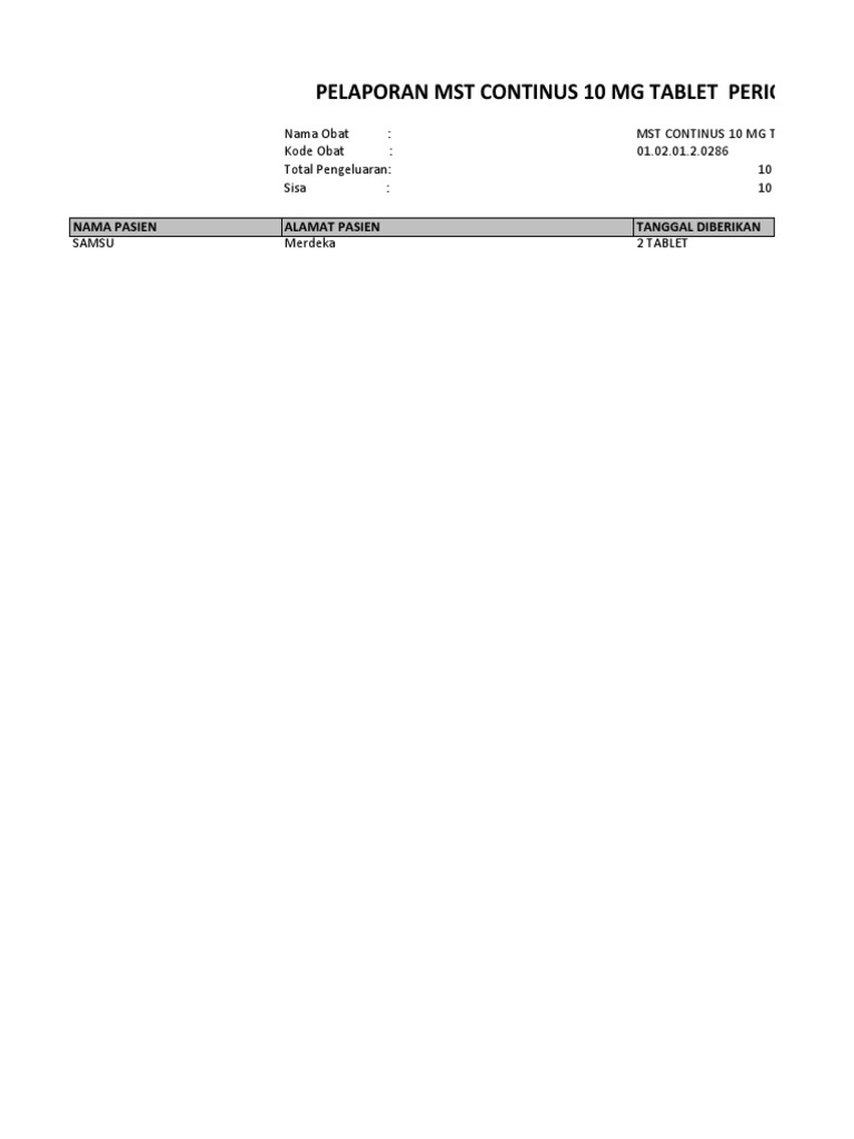 Formulir - Pelaporan - Morphine April | PDF | Kesehatan Holistik