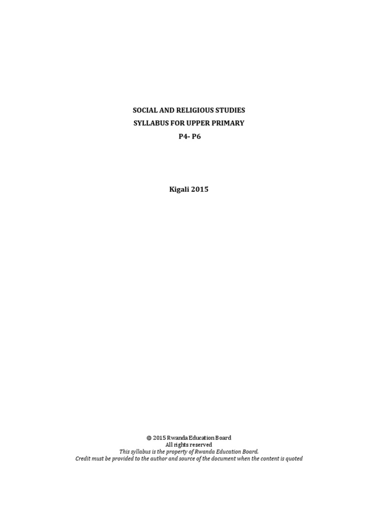 Social and Religious Studies Syllabus PDF | PDF | Educational ...
