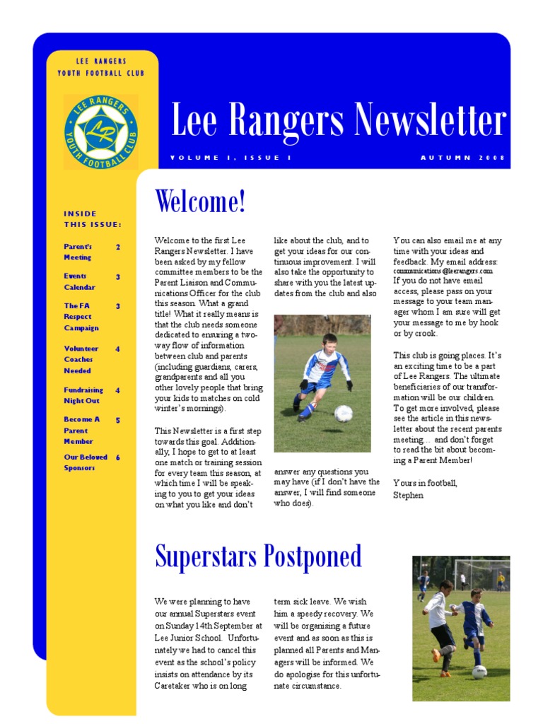 Lee Rangers Newsletter (Volume 1 Issue 1) | PDF | Sports
