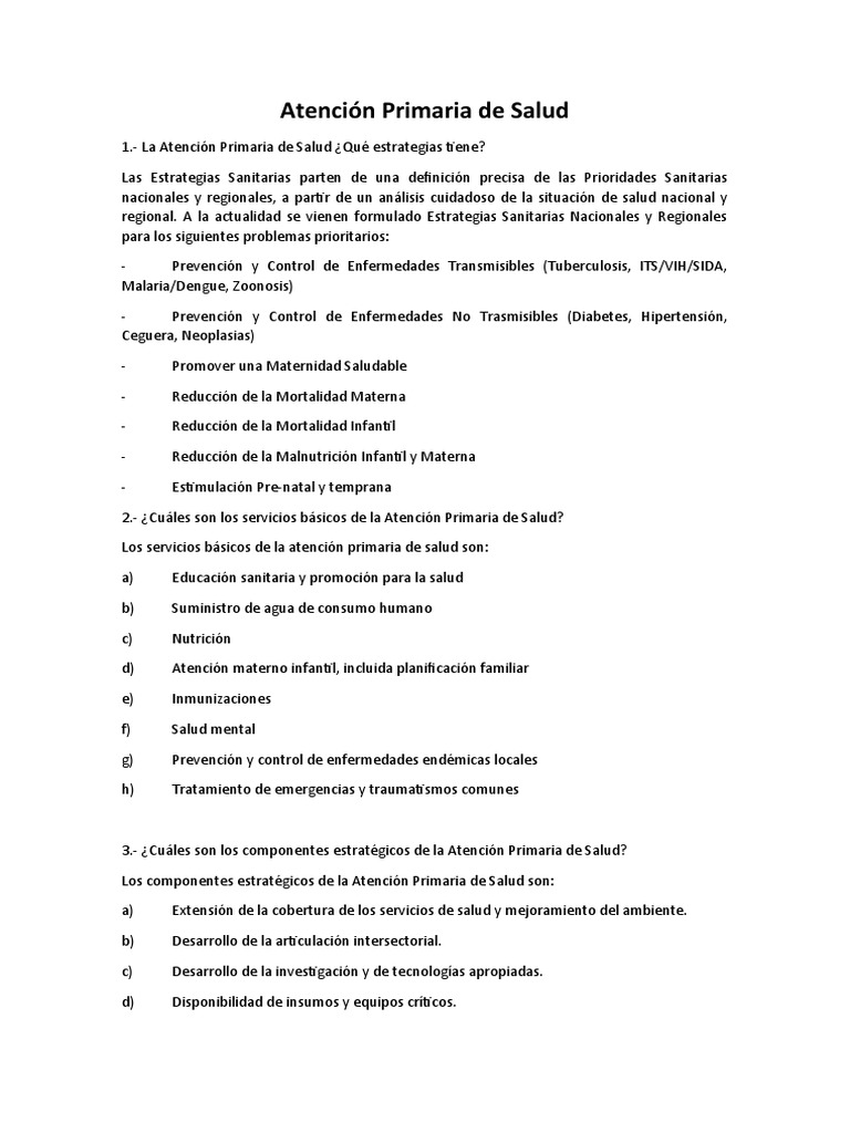 Atención Primaria de Salud - Cuestionario | PDF | Salud pública