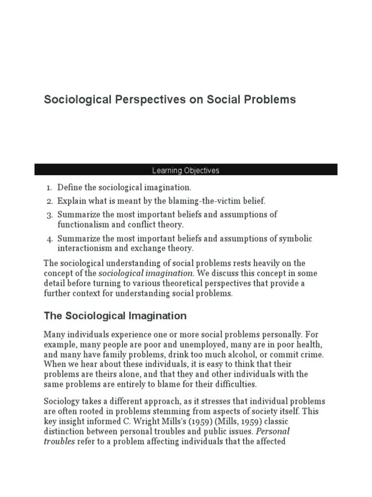 Sociological Perspectives On Social Problems | PDF | Sociology | Capitalism