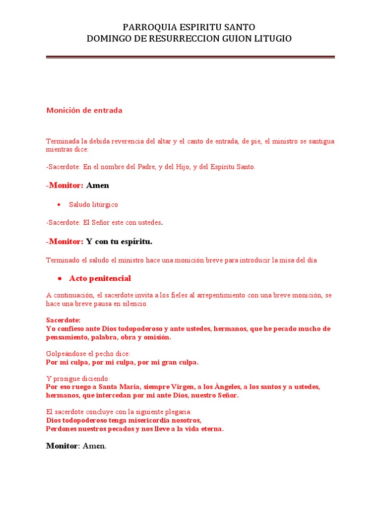 Guion Misa Dominical | PDF | Misa (liturgia) | eucaristía