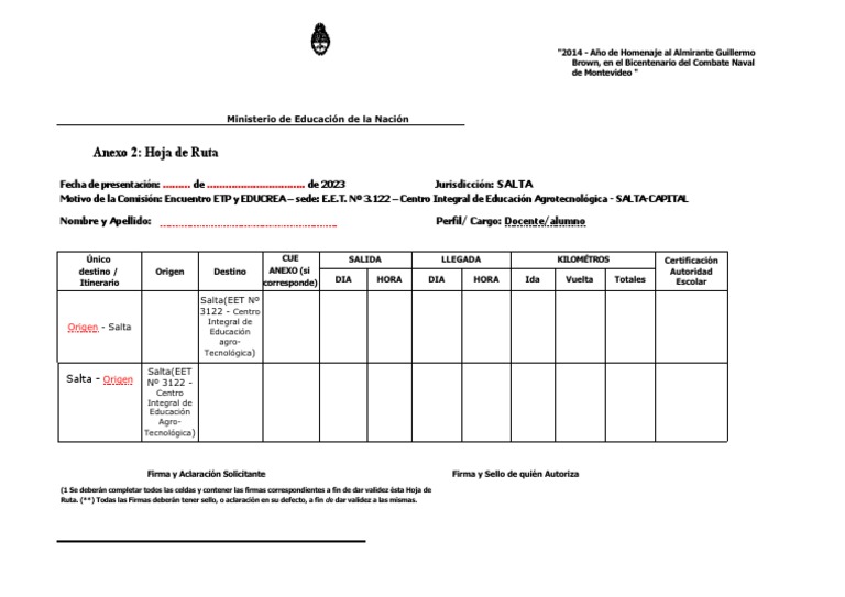 2 Hoja de Ruta-Para Traslado | PDF