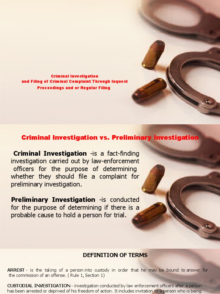 Inquest vs. Preliminary Investigation | PDF | Arrest | Search Warrant