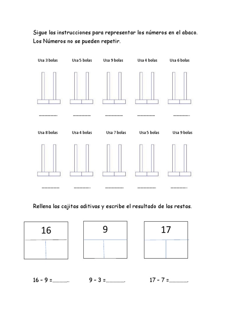 Sigue Las Instrucciones para Representar Los Números en El Abaco | PDF