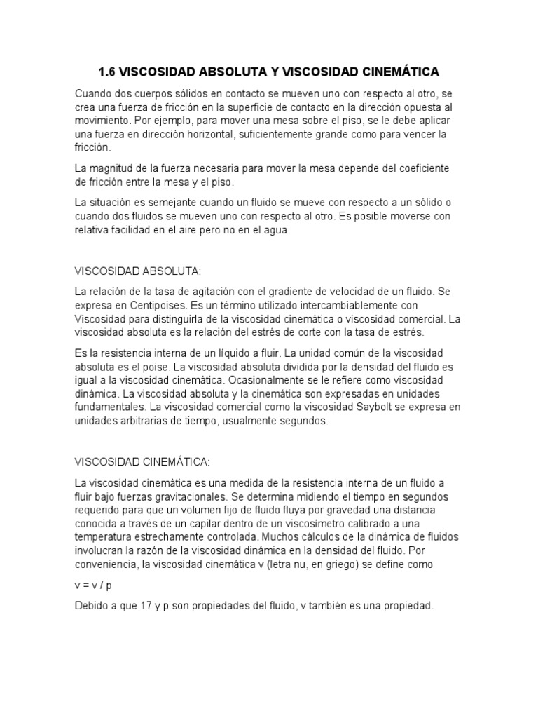 Viscosidad Absoluta: Definición y Unidades | PDF | Métodos y materiales ...