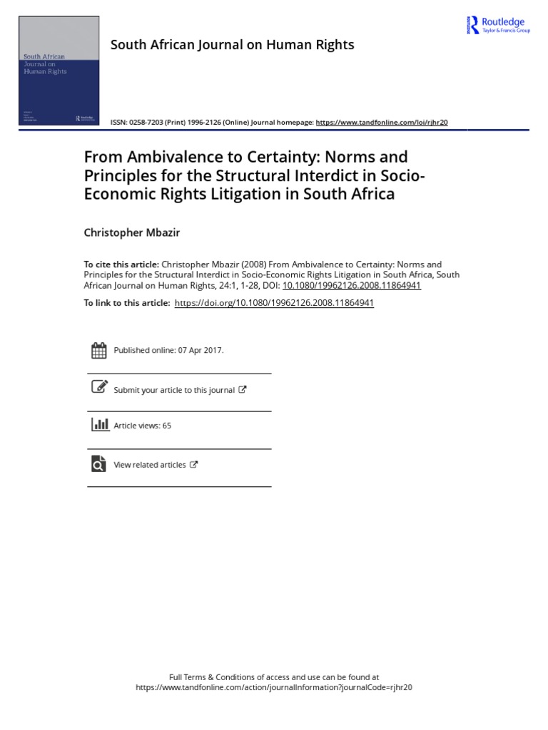 From Ambivalence To Certainty - Norms and Principles For The Structural Interdict in Socio-Econ ...