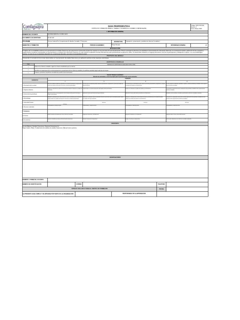 Formato Guia Propedeutica Informes Contables | PDF
