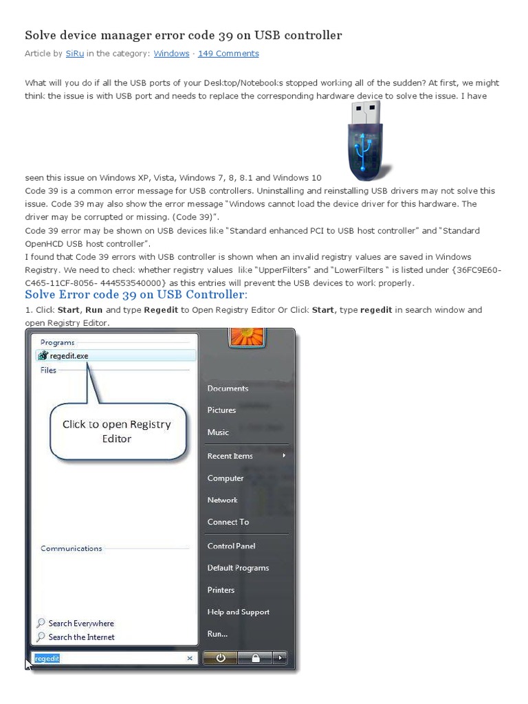 Standard Openhcd Usb Host Controller Solve Device Manager Error Code 39 On USB Controller | PDF ...