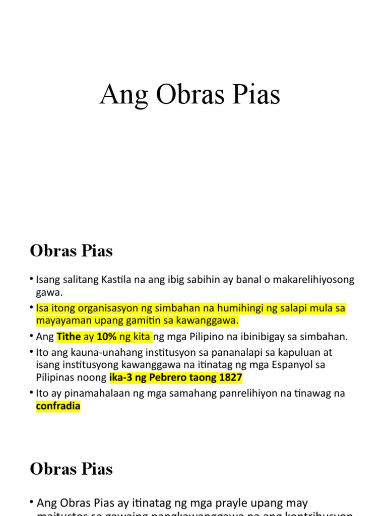 Ang Obras Pias | PDF