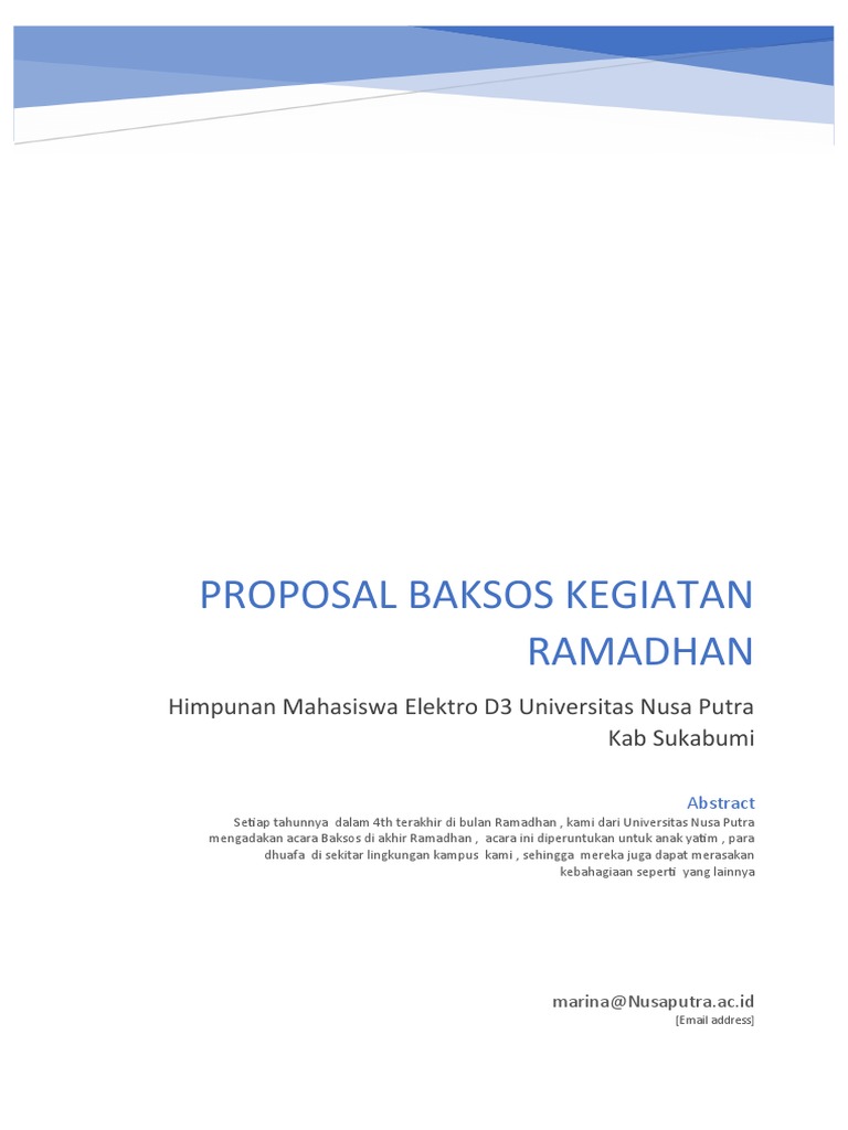 PROPOSAL BAKSOS KEGIATAN RAMADHAN | PDF