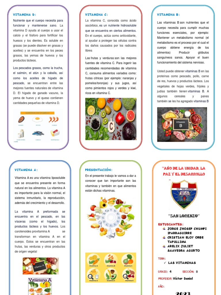 Triptico de Las Vitaminas PDF | PDF | Vitamina C | Vitamina