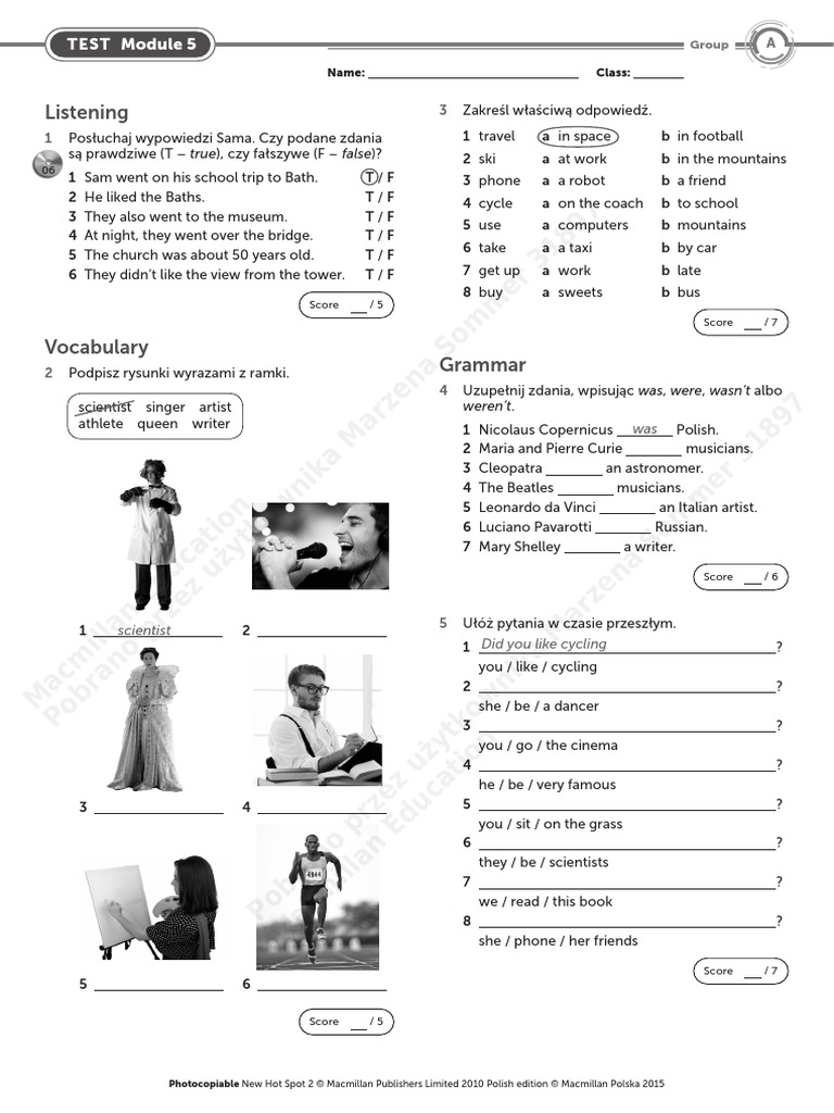 New Hot Spot 2 Module 5 Test A | PDF New Hot Spot 2 Module 5 Test A | PDF