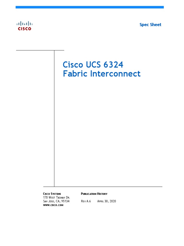 Cisco Ucs 6324 Fabric Interconnect Spec Sheet Pdf Computer Engineering Manufactured Goods