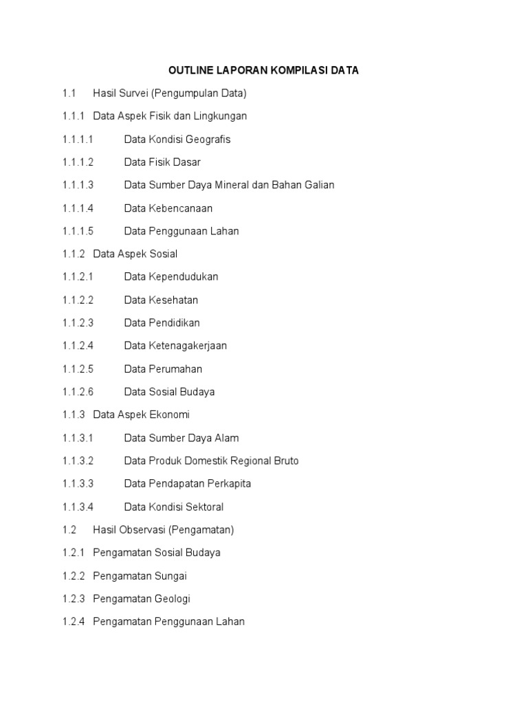 OUTLINE - LAPORAN - KOMPILASI - DATA Fiks | PDF | Sains & Matematika