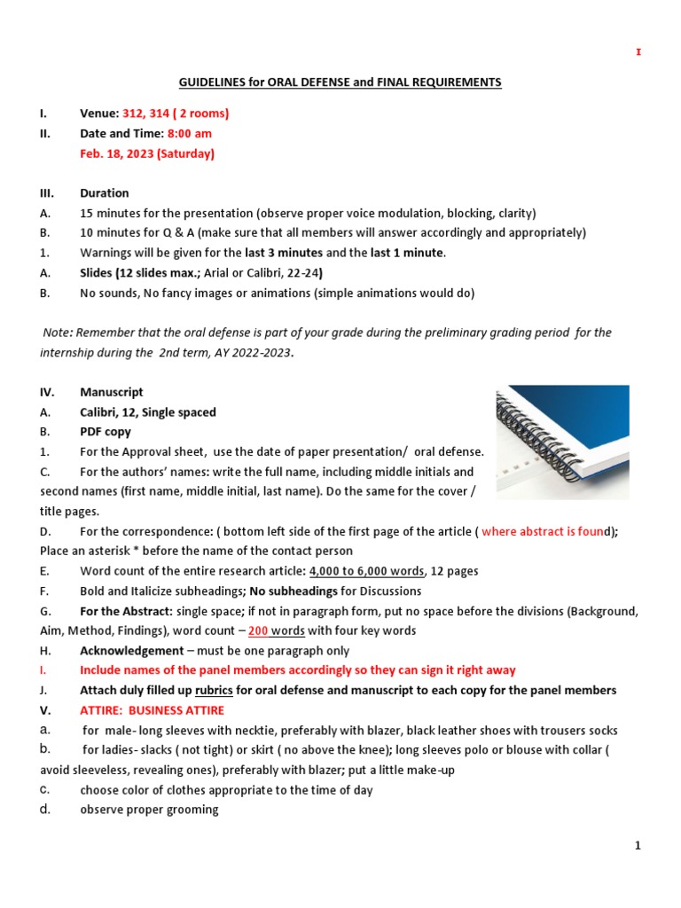 Guidelines for Oral Defense and Final Requirements | PDF | Computer File | Abstract (Summary)