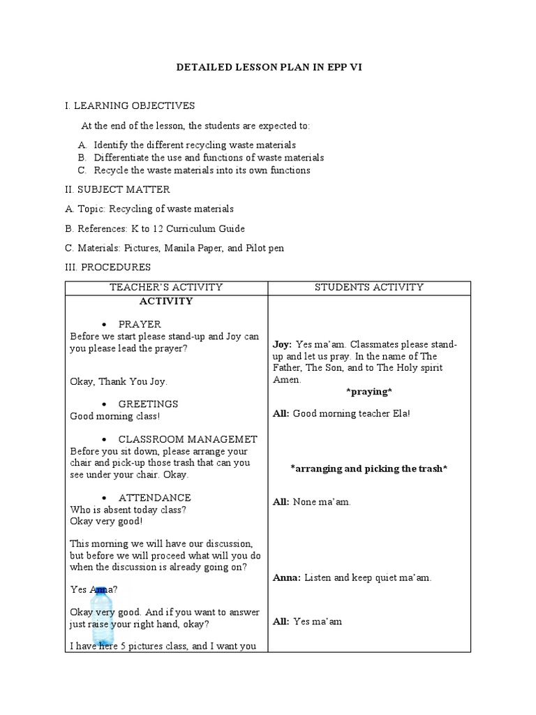 DETAILED LESSON PLAN IN EPP VI (4a's) - 021245 | PDF DETAILED LESSON PLAN IN EPP VI (4a's) - 021245 | PDF