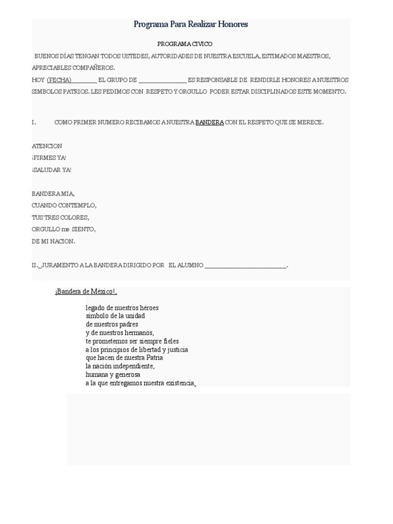 FORMATO PARA Programa-Para-Realizar-Honores | PDF | México