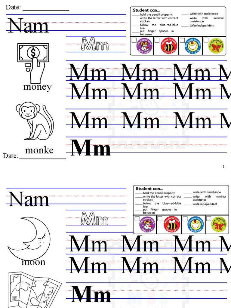 Writing Booklet Cocoon LETTERS M Z | PDF