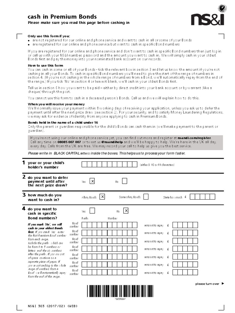 Premium Bonds Cash in Form | PDF