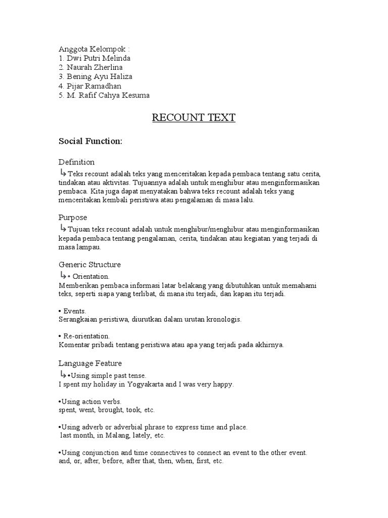 Tugas Kelompok Bahasa Inggris Recount Text X IPA 6 | PDF | Perfect (Grammar) | Cognitive Science