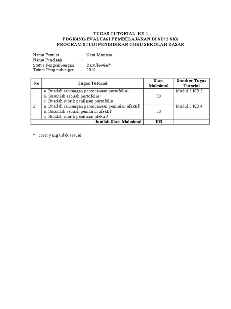 Soal TT1 - PDGK4301 Evaluasi Pembelajaran Di SD | PDF | Karier & Perkembangan