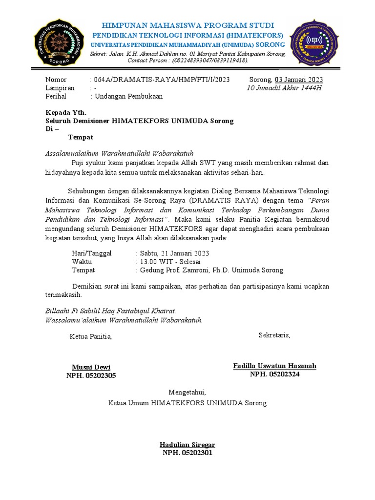 Surat Undangan - Demisioner | PDF