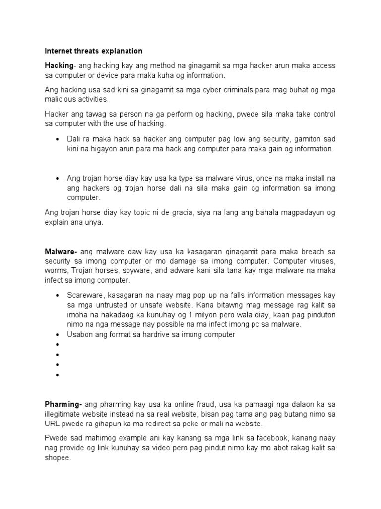 Internet Threats Explanation | PDF