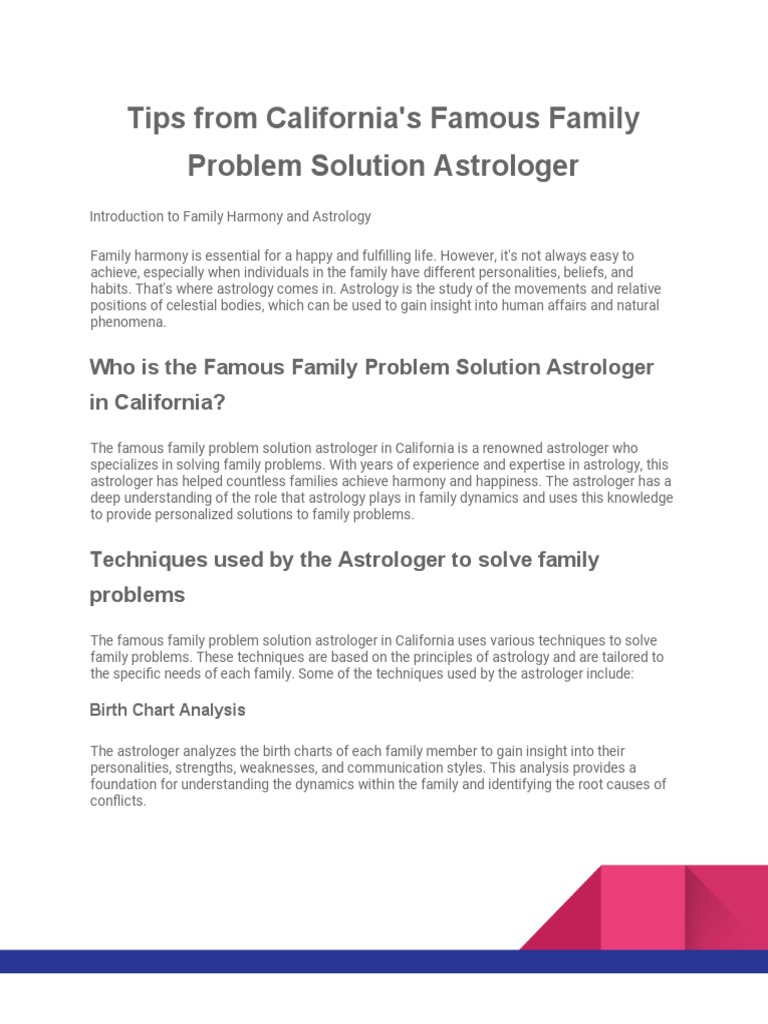 California's Famous Family Problem Solution Astrologer | PDF ...
