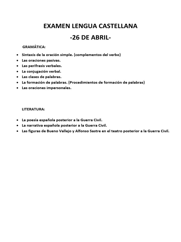 EXAMEN LENGUA CASTELLANA.pdf | PDF
