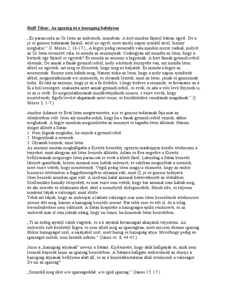Ruff Tibor - Az Igazság És Hazugság Befolyása | PDF