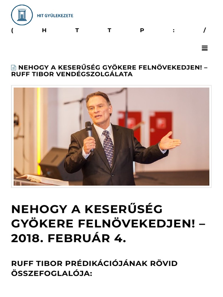 Nehogy A Keserűség Gyökere Felnövekedjen! - Ruff Tibor Vendégszolgálata ...