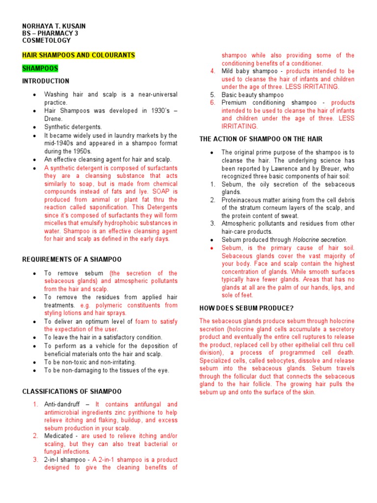 Hair Shampoos: Types and Functions | PDF | Shampoo | Surfactant