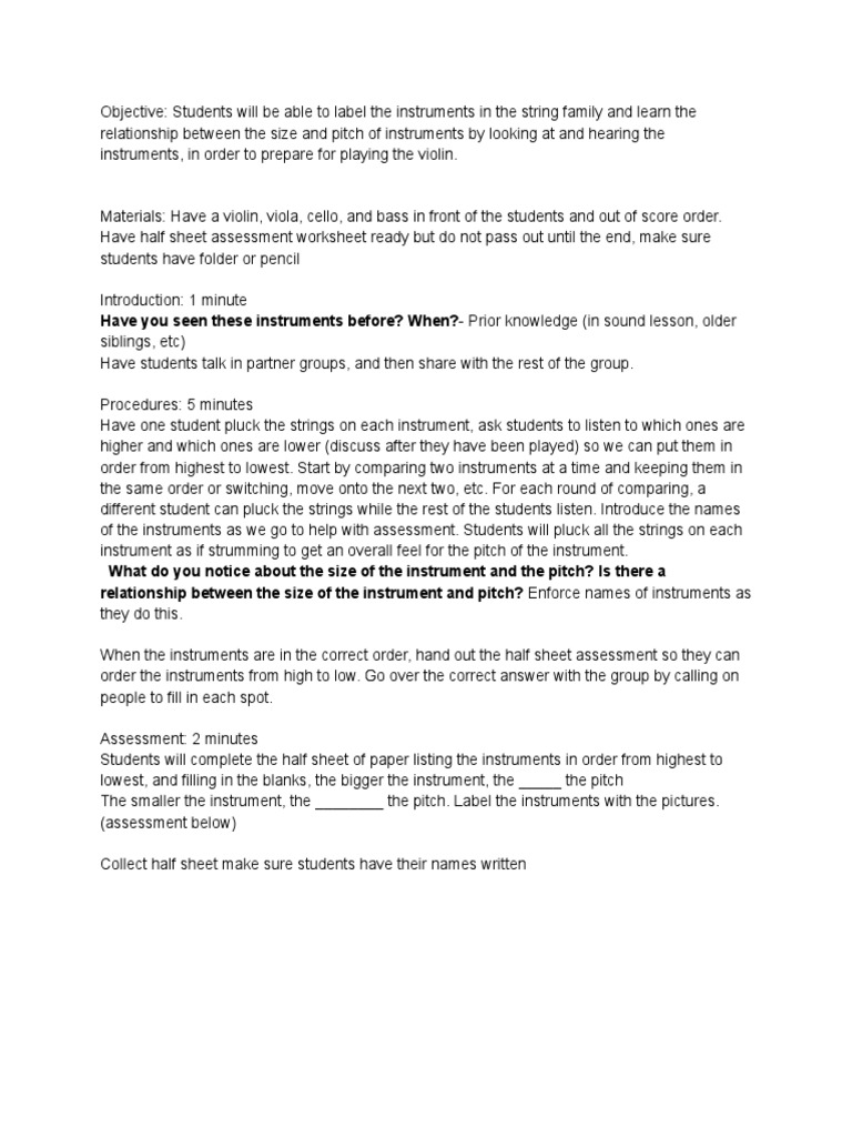 Introduction To Strings Lesson Plan | PDF