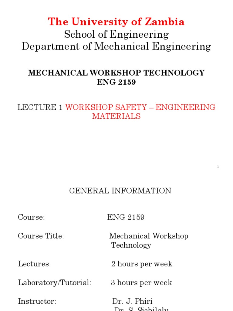 Lecture 1 - Introduction To Mechanical Workshop Technology PDF | PDF