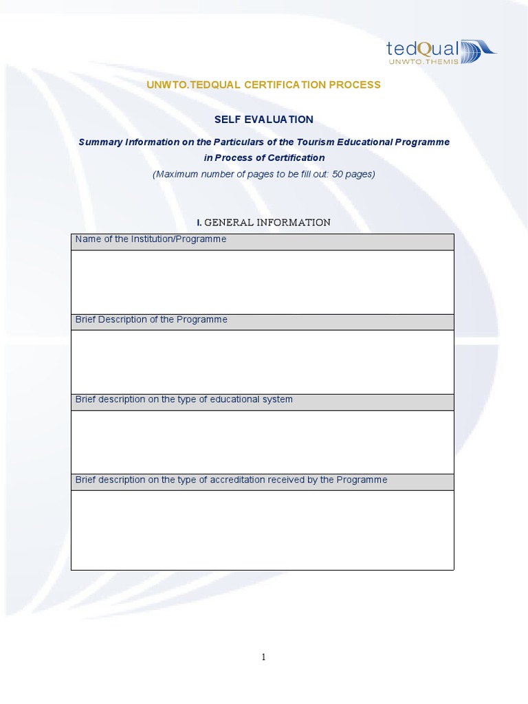 UNWTO - TedQual Self Evaluation | PDF | Tourism | Pedagogy