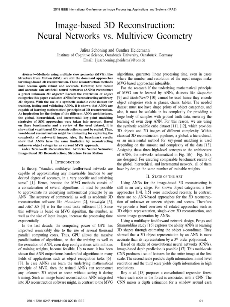 Image Based 3d Reconstruction Neural Networks Vs Multiview Geometry Pdf 3 D Computer