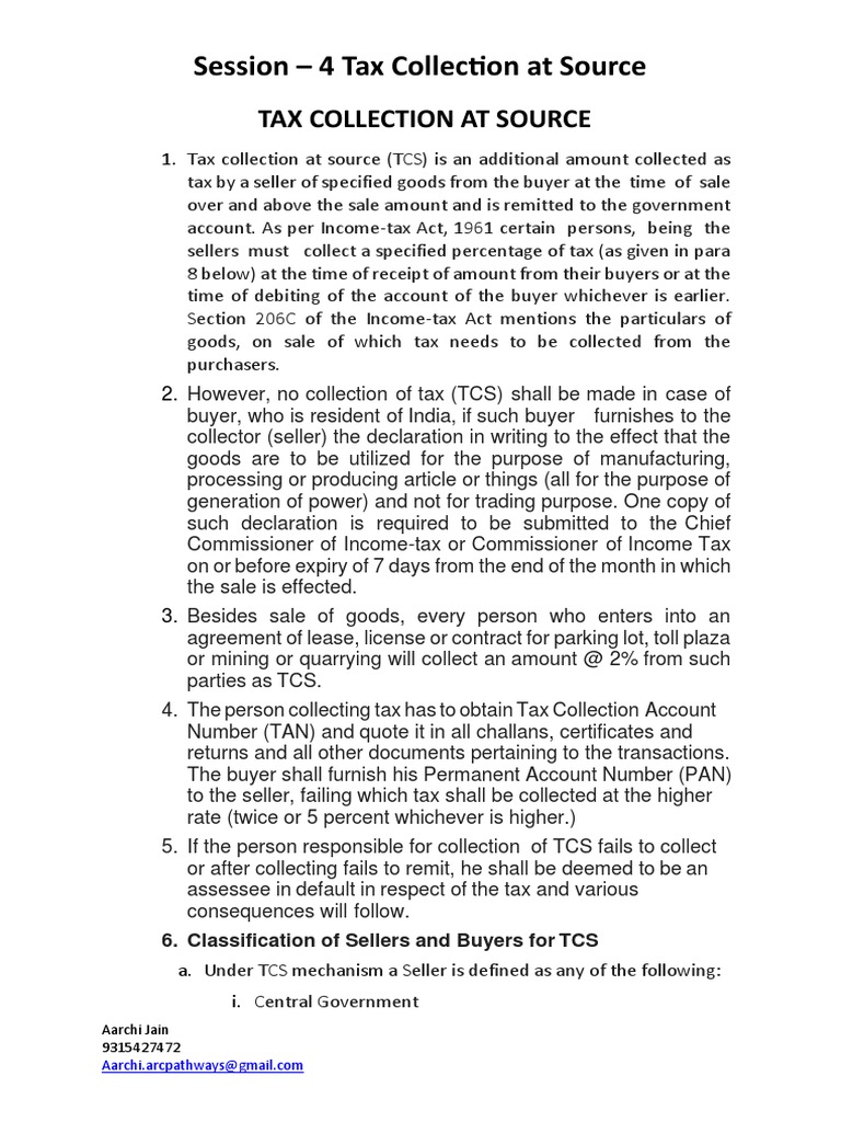 Tax Collection at Source | PDF | Taxes | Remittance