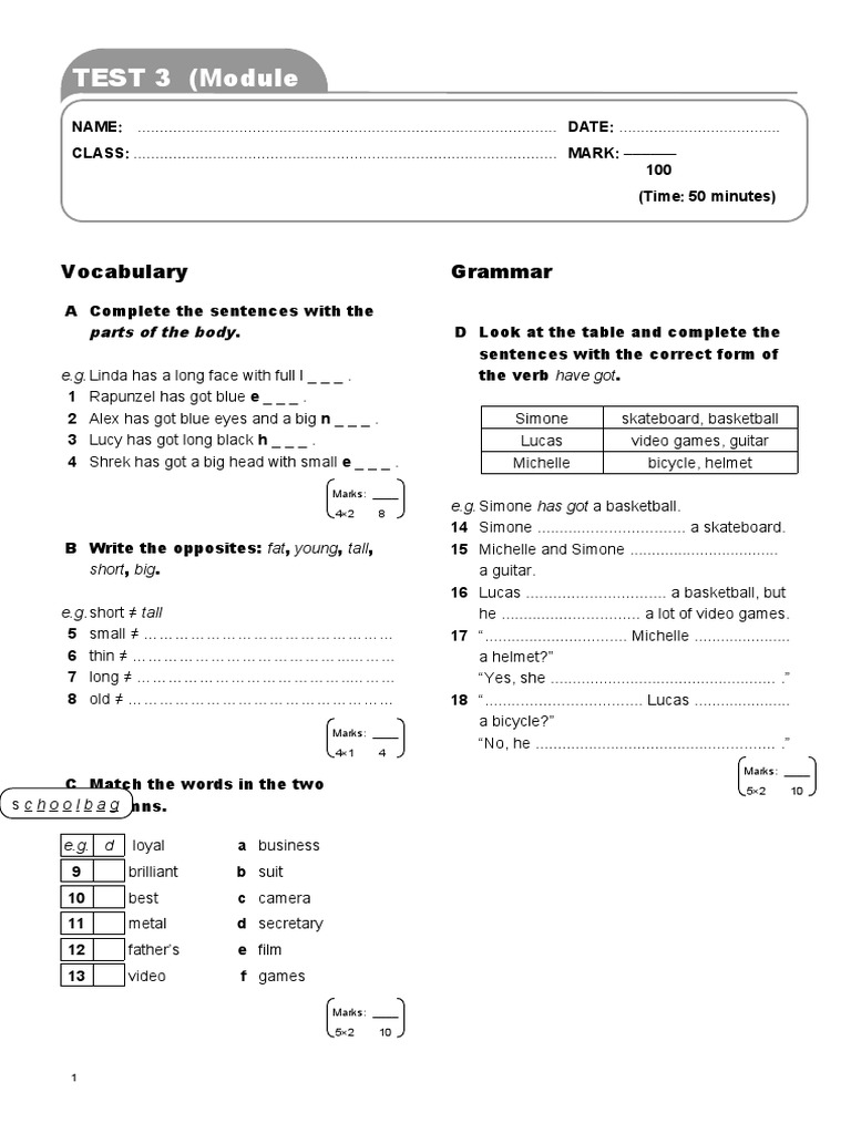 Spark1 Unit 3, Have Got, Can | PDF