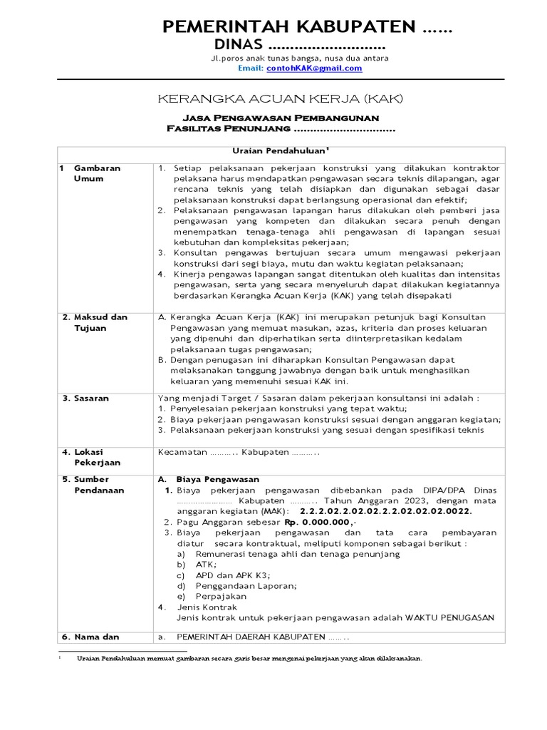 Kerangka Acuan Kerja Konsultan | PDF