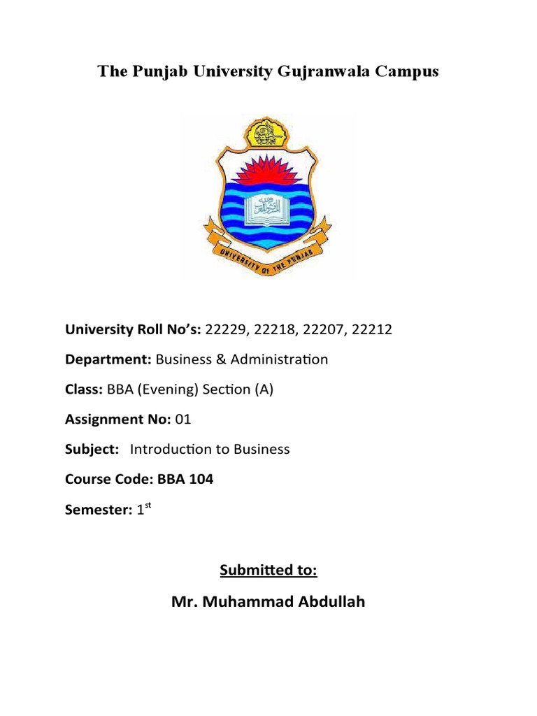 The Punjab University Gujranwala Campus - Docx I To B | PDF