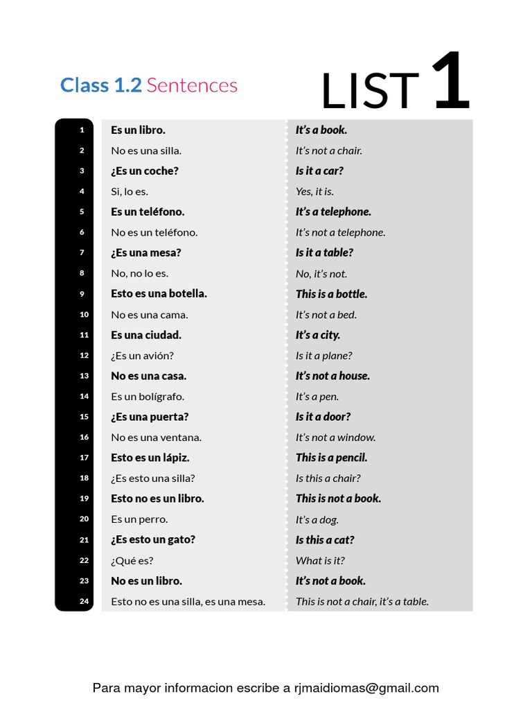 SENTENCES BEGINNERS_1 (1) | PDF