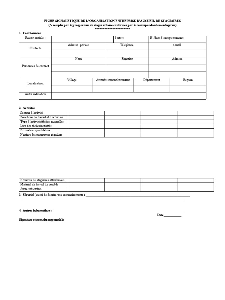 Fiche Signaletique Des Entreprises | PDF