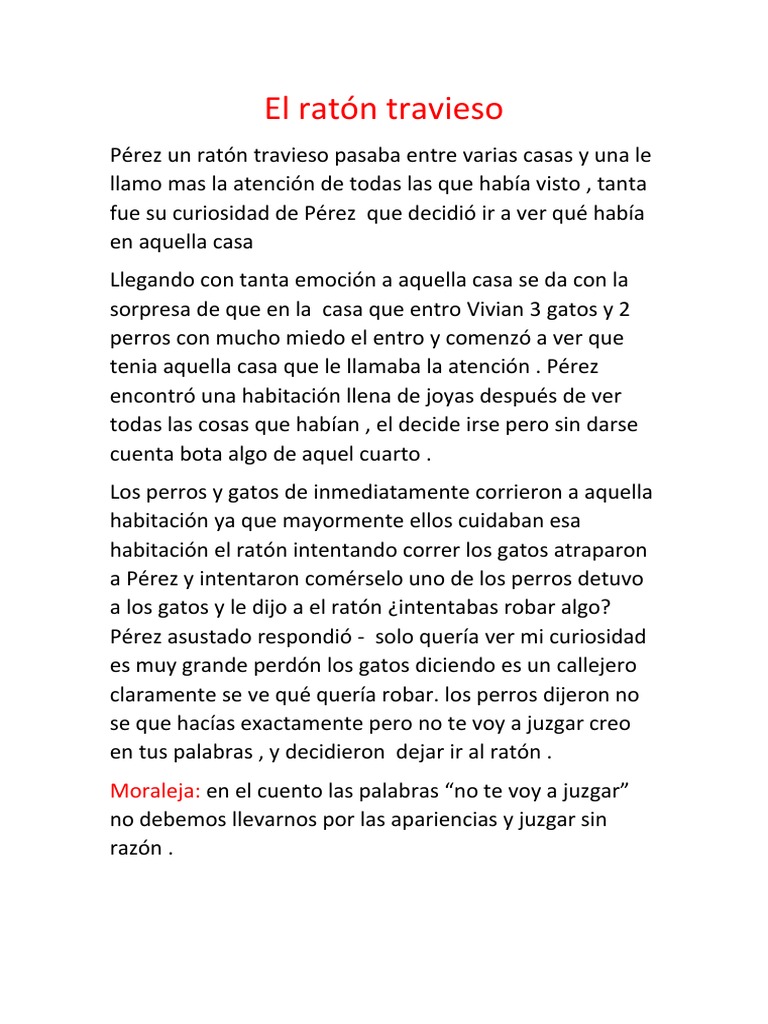 El ratón travieso y su curiosidad | PDF